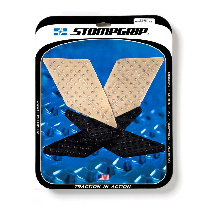 メーカー名：ストンプグリップメーカー品番：55-10-0103H販売備考：ハイブリッド、透明と黒の片面複数枚構成された製品には品番末にHを追加表記します。 装着箇所を洗浄し汚れや油分を落としてください(ケミカルでなく中性洗剤をご使用ください...