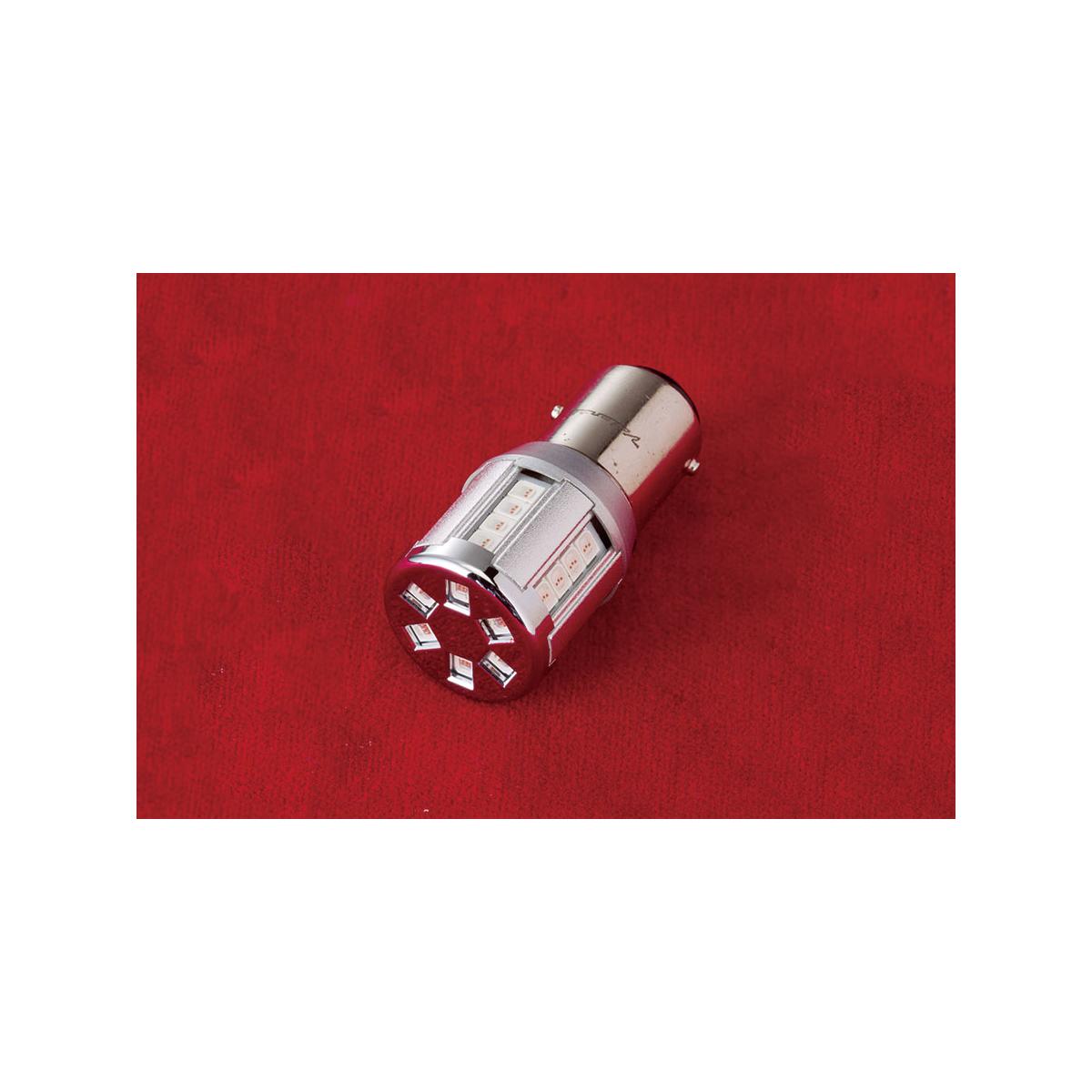 メーカー名：ヴァレンティモトメーカー品番：M11-S25D-RE販売備考：DC12V専用。交流の車両には使用出来ません。規格表示：S25ダブル口金タイプ（BAY15dピン角180°）タイプ：無極性色[カラー]：レッド仕様：高輝度6＋24LE...