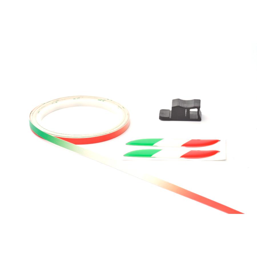 メーカー名：プリントメーカー品番：RSITAP販売備考：取付け用の治具が付属します。イタリア国旗柄の立体ステッカーが2枚付属します。色[カラー]：トリコローレ材質[素材]：PVCサイズ：幅：7mmx全長：6m(16から18インチホイールの1...