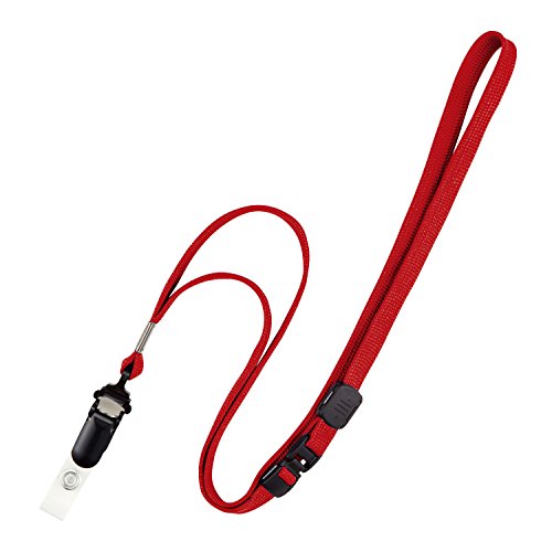 レッド/10mm×90cm/NB-50-RD・Color:レッド・パッケージ個数:1・【本体サイズ】長さ 約90cm 幅10mm・【材質】再生PET・【仕様】安全装置、長さ調節機能付き・【環境情報】グリーン購入法適合商品 / GPNエコ商品...