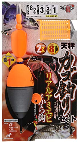 リアルアミエビ/全長1.0m/HA240・パッケージ個数:1・製品形態:堤防 天秤式/全長1.0m・鈎1(号):8・鈎2(号):2・ハリス(号):3・幹糸(号):3糸絡みが少なく使いやすいL型天秤カゴ、良く飛び良く見える羽根付き発泡ウキがセ...