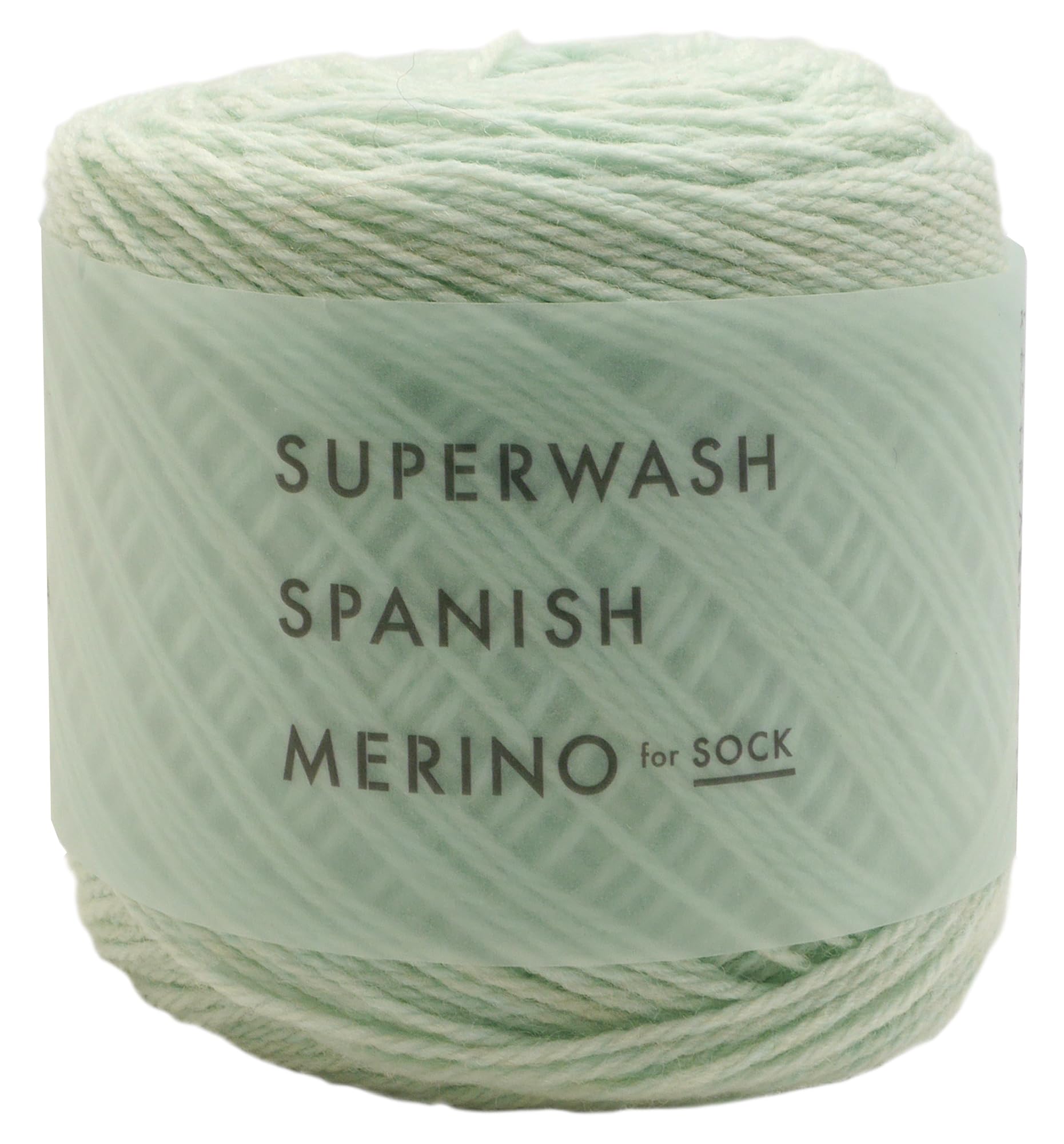 水色/-/106・仕立:1玉50g(糸長約212m)・素材:ウール(スパニッシュメリノウール防縮加工)80% ナイロン20%・使用針:棒針1〜3号(標準)0〜1号(ソックス) かぎ針 3/0号・標準ゲージ:30〜33目 42〜45段・標準使...