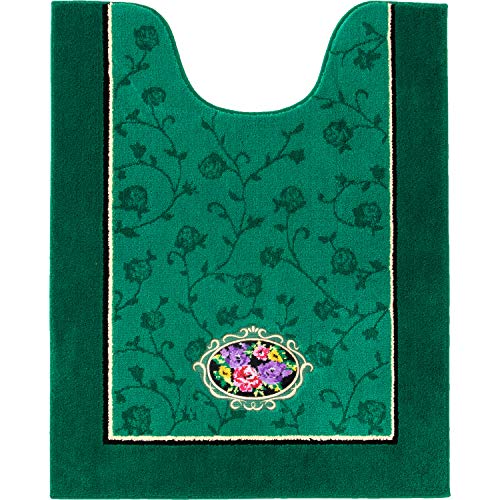 グリーン/トイレマット(ロング)/(エレガント ゴージャス)・パッケージ個数:1・サイズ：約85cm×67cm・サイズ：約85cm×67cm・マットの高さ：約13mm・首下：約66cm・素材：パイル糸(黒) アクリル系100％、パイル糸(そ...