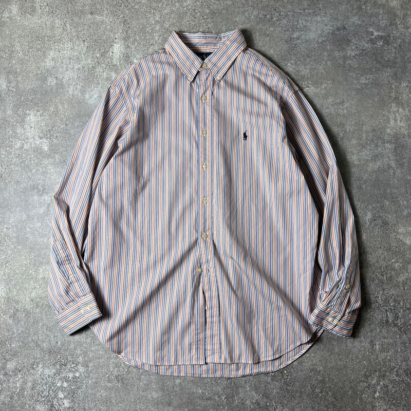 No... f050602-04 ? age... 1990年代 brand... RALPH LAUREN color... ホワイト×ネイビー×オレンジ material... 100% COTTON size... 17 1/2 ─ ...