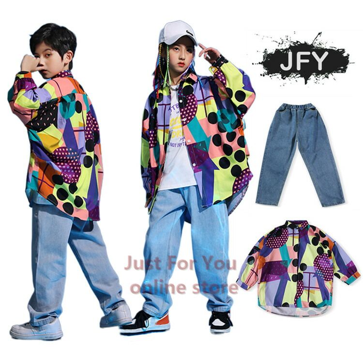 商品詳細 注目キーワード：子供服 キッズ ダンス 衣装 ヒップホップ 韓国子供服 HIPHOP JAZZ DS ヒップホップ 衣装 キッズ ヒップホップ プリントシャツ ジャズ キッズダンス 衣装 ストリート系 ダンス Tシャツ デニムパン...