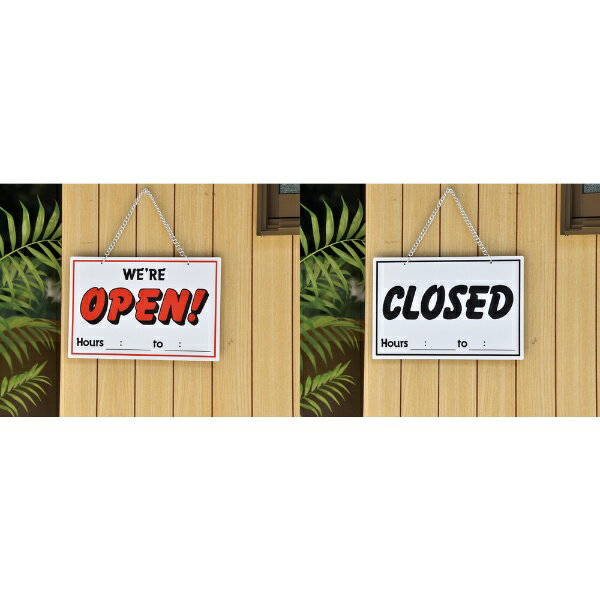 ■表面にOPEN(営業中)、裏面にCLOSED(準備中)が表記された店舗用の標識です。 ■店舗出入口のドアなど吊り下げての使用に。 ■取付仕様: 吊下げタイプ(チェーン付属) ■縦(mm): 200 ■横(mm): 300