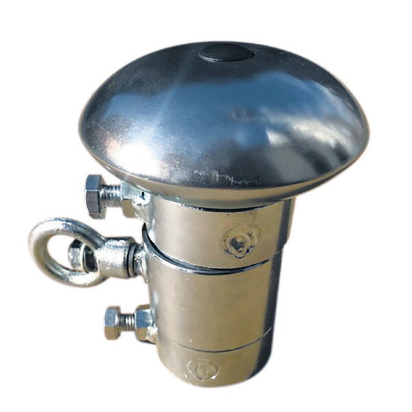 単管パイプに差し込むだけのボルトオン装着。 360度水平回転で吹流しの絡まりを防止。 360度縦回転でロープのねじれを防止。 【仕様】 規格：46.8Φ単管用 サイズ：H100mm 材質：スチール 重さ：830g