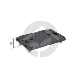 外寸：410×275×80mm 耐荷重：120kg 材質：PP 重量：2.3kg キャスター：φ50×4輪自在ナイロン車 長・短辺の連結が可能（連結棒を使用） ※注意※ 本商品は法人様宛限定となりますので配送先の屋号(会社名や団体名)の記載...