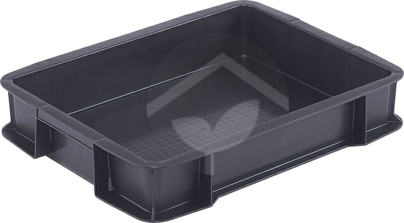 外寸：466×366×85mm 内寸：421×321×80mm 有効内寸：411×311×72mm 材質：導電性PP 内容量：10.5L 底面形状：格子リブ ※注意※ 本商品は法人様宛限定となりますので配送先の屋号(会社名や団体名)の記載を...