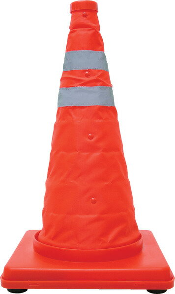 外寸：250×250×450mm 材質：本体/綿・ポリエステル（防水加工）・ベース/PE 備考：保安灯無 伸縮式：（収納時）250×250×50mm