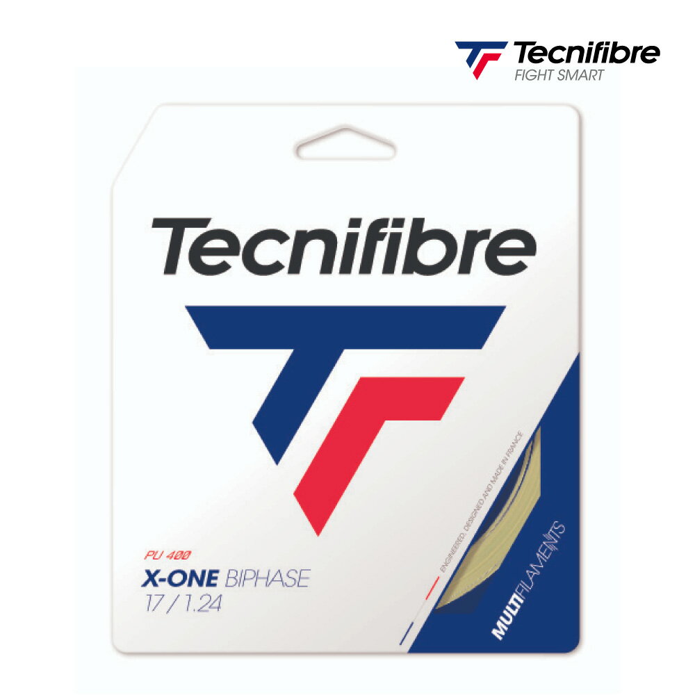 【商品名】Tecnifibre X-ONE BIPHASE（エックスワン バイフェイズ） 【品　番】　01GXO-12m 【カラー】　ナチュラル（NAT）/ブラック（BLK）/レッド（RED） 【素　材】ナイロン（ELASTYL TM) 、...