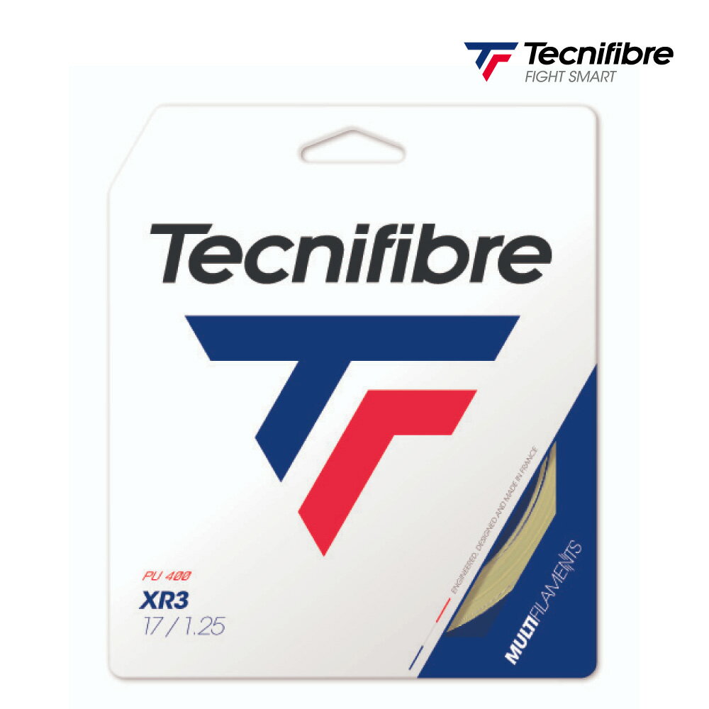 【商品名】Tecnifibre XR3（エックスアール3） 【品　番】　01GXR3-12m 【カラー】　ナチュラル（NAT）/ブラック（BLK）/レッド（RED） 【ゲージ】17/1.25、16/1.30 【素　材】ナイロン（ELASTY...