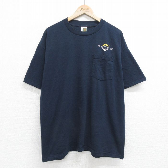 XL★古着 半袖 ビンテージ Tシャツ メンズ 00年代 00s 胸ポケット付き 大きいサイズ コットン クルーネック 紺 &yen;&nbsp;2,400（税込） XL★古着 半袖 ビンテージ Tシャツ メンズ 00年代 00s ファイヤ...