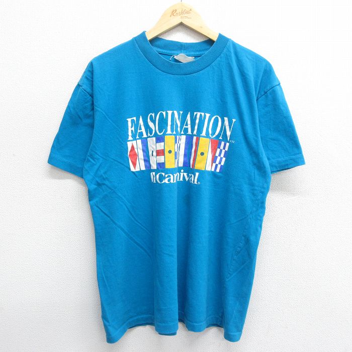 XL★古着 半袖 ビンテージ Tシャツ メンズ 90年代 90s フロリダ コットン クルーネック USA製 水色 &yen;&nbsp;2,400（税込） XL★古着 半袖 ビンテージ Tシャツ メンズ 90年代 90s ホノルル ビーチ...