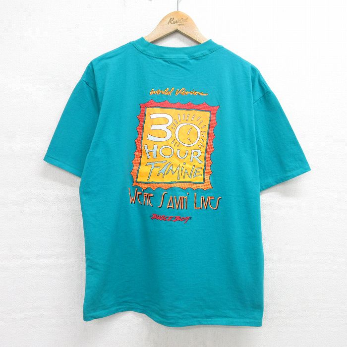 L★古着 半袖 ビンテージ Tシャツ メンズ 90年代 90s ラフリン 刺繍 コットン クルーネック USA製 青緑 &yen;&nbsp;2,900（税込） L★古着 エディーバウアー 半袖 ビンテージ Tシャツ メンズ 90年代 90...