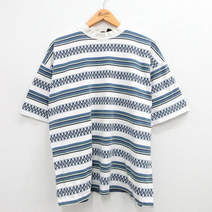 XL★古着 半袖 ビンテージ Tシャツ メンズ 90年代 90s パナマ 大きいサイズ コットン モックネック ハイネック 白 &yen;&nbsp;3,900（税込） XL★古着 半袖 ビンテージ Tシャツ メンズ 90年代 90s マイ...