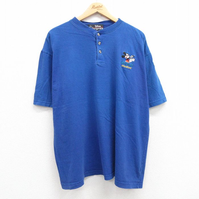 XL★古着 半袖 ビンテージ Tシャツ メンズ 90年代 90s ディズニー ミッキー 胸ポケット付き 大きいサイズ コットン クルーネック USA製 青 &yen;&nbsp;4,900（税込） XL★古着 半袖 ビンテージ Tシャツ メ...