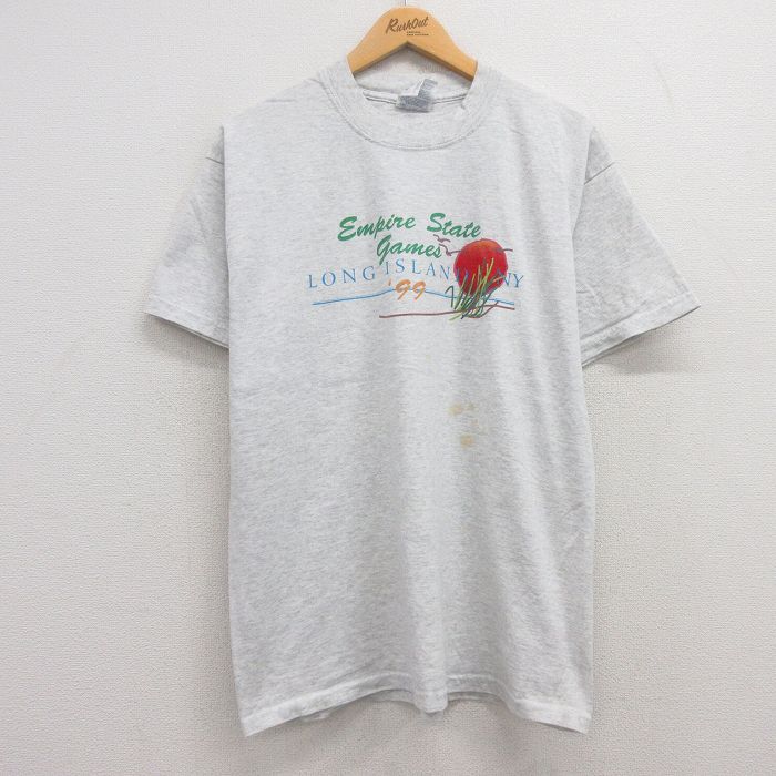 L★古着 半袖 ビンテージ Tシャツ メンズ 90年代 90s ヨット クルーネック USA製 薄グレー 霜降り &yen;&nbsp;2,400（税込） L★古着 半袖 ビンテージ Tシャツ メンズ 90年代 90s DARE クルーネッ...