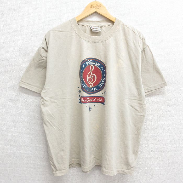 XL★古着 半袖 ビンテージ Tシャツ メンズ 00年代 00s ディズニー マジックミュージックデイズ 大きいサイズ クルーネック ベージュ &yen;&nbsp;2,400（税込） XL★古着 半袖 ビンテージ Tシャツ メンズ 00年...