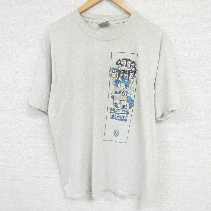 XL★古着 半袖 ビンテージ Tシャツ メンズ 90年代 90s 男性 犬 コットン クルーネック USA製 グレー 霜降り &yen;&nbsp;3,900（税込） XL★古着 半袖 ビンテージ Tシャツ メンズ 90年代 90s レスリ...