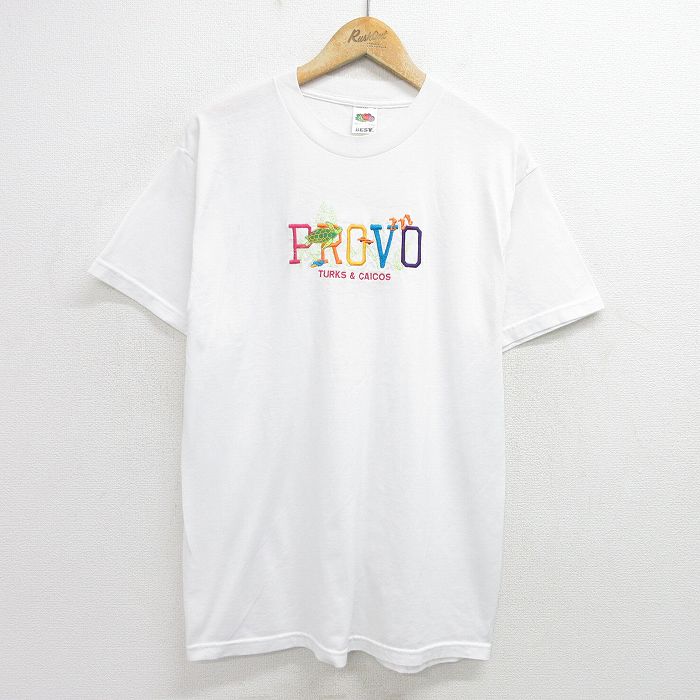L★古着 フルーツオブザルーム 半袖 ビンテージ Tシャツ メンズ 00年代 00s リホーボスビーチ 刺繍 コットン クルーネック 白 &yen;&nbsp;2,900（税込） L★古着 フルーツオブザルーム 半袖 ビンテージ Tシャツ ...