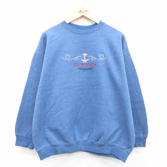 XL★古着 長袖 スウェット メンズ 90年代 90s オオカミ クルーネック USA製 薄紺 霜降り &yen;&nbsp;5,900（税込） XL★古着 フルーツオブザルーム 長袖 スウェット メンズ 90年代 90s 国旗 イカリ 刺...