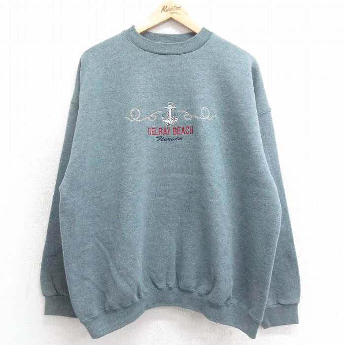 XL★古着 TULTEX 長袖 スウェット メンズ 90年代 90s ハスカーズ 刺繍 大きいサイズ クルーネック USA製 薄グレー 霜降り &yen;&nbsp;3,900（税込） XL★古着 TULTEX 長袖 スウェット メンズ 9...