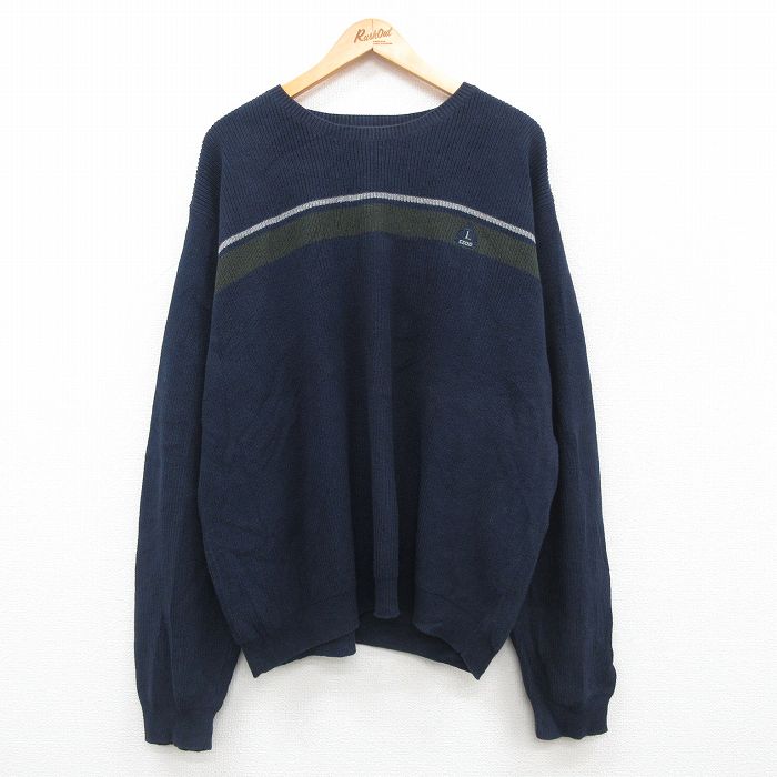 XL★古着 IZOD 長袖 セーター メンズ ワンポイントロゴ 大きいサイズ コットン クルーネック 濃緑 &yen;&nbsp;3,900（税込） XL★古着 IZOD 長袖 セーター メンズ ワンポイントロゴ 大きいサイズ コットン ク...