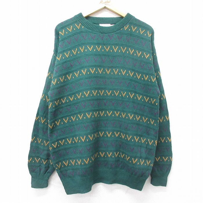XL★古着 長袖 セーター メンズ 90年代 90s 大きいサイズ コットン クルーネック 緑他 &yen;&nbsp;2,900（税込） XL★古着 長袖 ノルディック セーター メンズ 90年代 90s 雪柄 コットン クルーネック U...