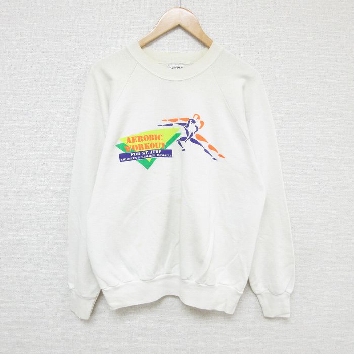 L★古着 フルーツオブザルーム 長袖 スウェット メンズ 00年代 00s claiborne ラグラン クルーネック USA製 白 &yen;&nbsp;2,900（税込） L★古着 長袖 スウェット メンズ 00年代 00s モントリオ...