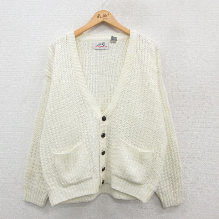 L★古着 IZOD 長袖 ニット カーディガン メンズ 90年代 90s ワンポイントロゴ アクリル USA製 白 &yen;&nbsp;3,900（税込） L★古着 長袖 ニット カーディガン メンズ 90年代 90s アクリル グレー他...