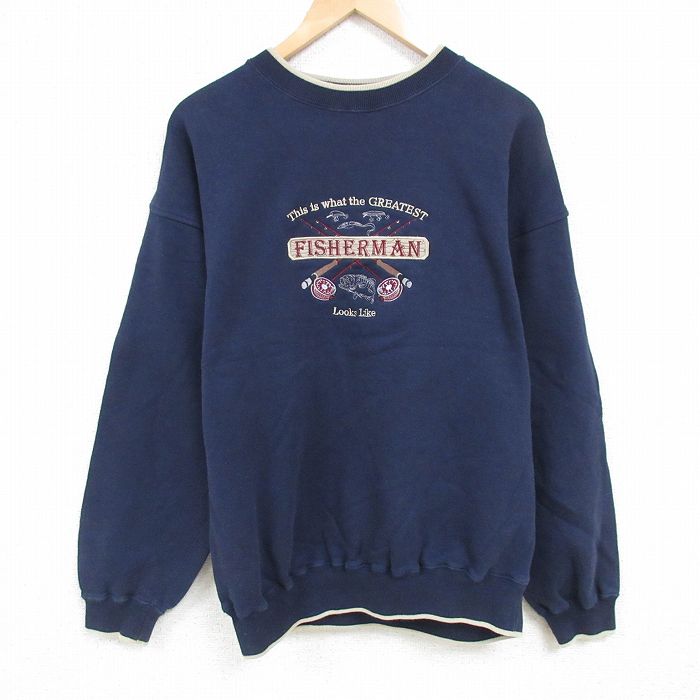 XL★古着 長袖 スウェット メンズ 00年代 00s ミシガン 刺繍 大きいサイズ クルーネック 紺 &yen;&nbsp;2,400（税込） XL★古着 長袖 スウェット メンズ 00年代 00s シカ 刺繍 大きいサイズ クルーネック...