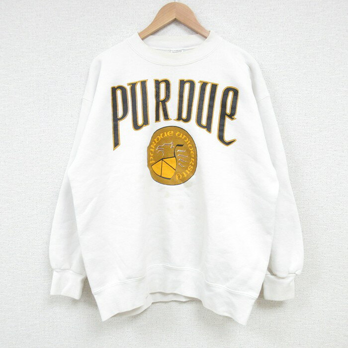 L★古着 長袖 スウェット メンズ 90年代 90s ボーリンググリーン 大学 クルーネック USA製 白 &yen;&nbsp;2,900（税込） L★古着 長袖 スウェット メンズ 90年代 90s ウィスコンシン 大学 刺繍 クルーネ...
