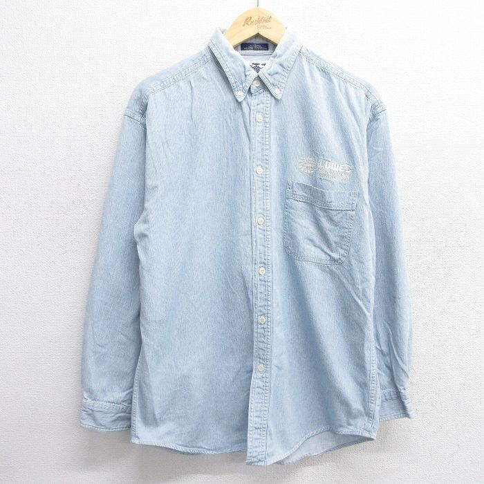 L★古着 長袖 シャツ メンズ ラスベガス 花 コットン ボタンダウン 薄紺 デニム &yen;&nbsp;2,900（税込） L★古着 リー Lee 長袖 シャツ メンズ 00年代 00s JP コットン ボタンダウン 薄紺 デニム &y...