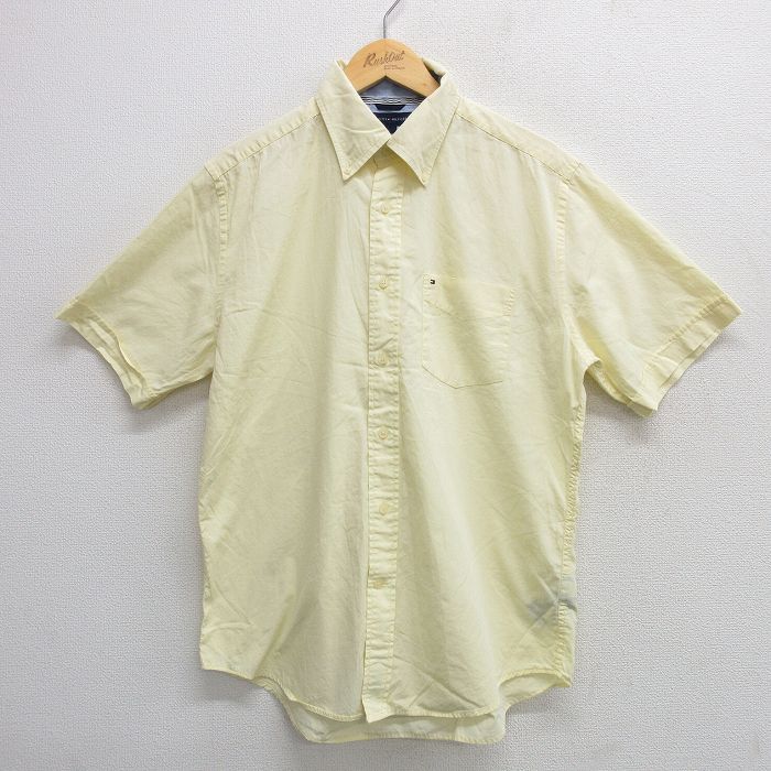 L★古着 トミーヒルフィガー 半袖 ブランド シャツ メンズ 90年代 90s ワンポイントロゴ ボタンダウン コットン エンジ チェック &yen;&nbsp;3,900（税込） L★古着 トミーヒルフィガー 半袖 ブランド シャツ メン...