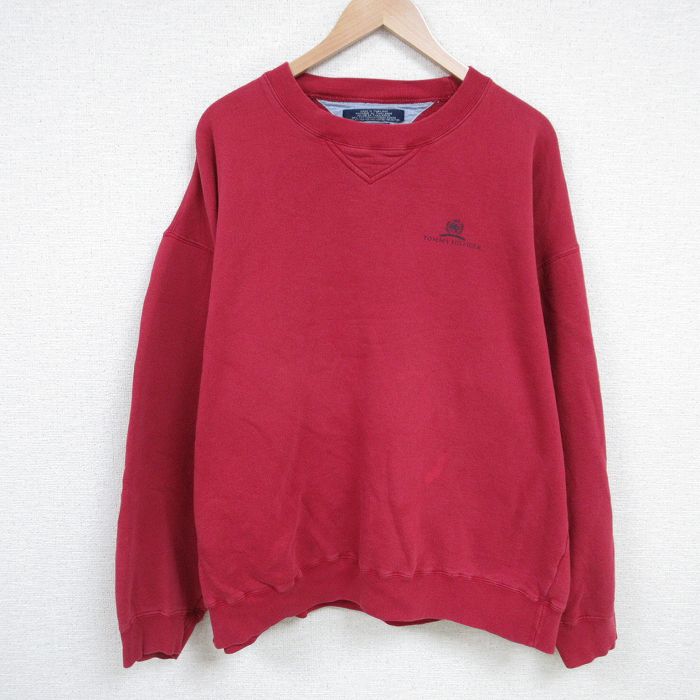 XL★古着 トミーヒルフィガー TOMMY HILFIGER 長袖 ブランド スウェット メンズ 90年代 90s ワンポイントロゴ 大きいサイズ コットン Vネック 白 &yen;&nbsp;2,900（税込） XL★古着 トミーヒルフィ...