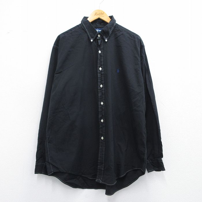 XL★古着 ラルフローレン 長袖 ブランド シャツ メンズ 90年代 90s ワンポイントロゴ オックスフォード YARMOUTH 大きいサイズ コットン ボタンダウン 黒 &yen;&nbsp;6,900（税込） XL★古着 ラルフローレ...