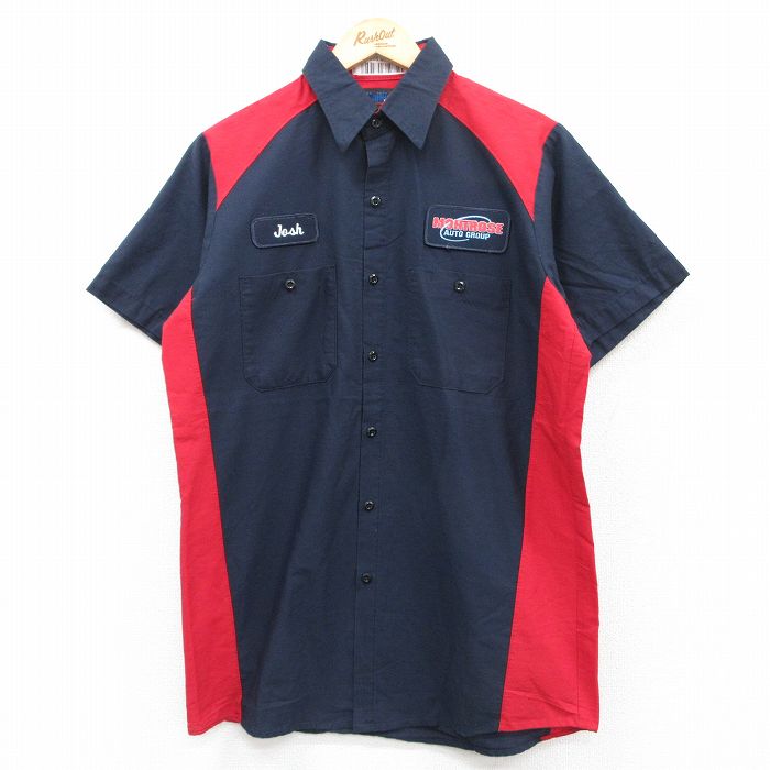 L★古着 ディッキーズ 半袖 ワーク シャツ メンズ DEWALT ツートンカラー 紺他 &yen;&nbsp;3,900（税込） L★古着 半袖 ワーク シャツ メンズ 80年代 80s ロング丈 ベージュ &yen;&nbsp;2,40...
