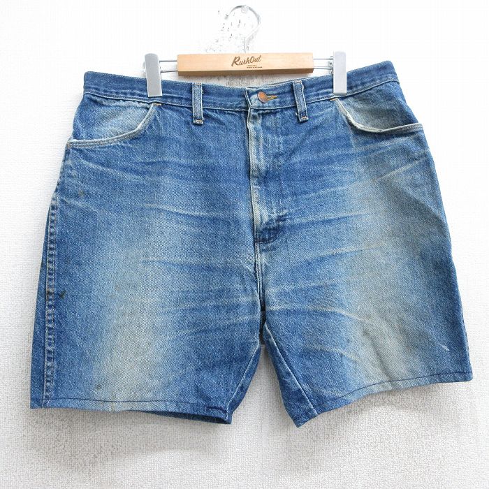 W38★古着 ラスラー ショート パンツ ショーツ メンズ ヒゲ コットン 紺 デニム &yen;&nbsp;2,900（税込） W38★古着 ラングラー ショート パンツ ショーツ メンズ ヒゲ コットン 紺 デニム &yen;&nbsp...