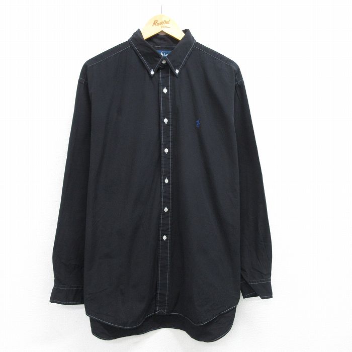 XL★古着 長袖 ブランド シャツ メンズ 90年代 90s ワンポイントロゴ BLAKE 大きいサイズ コットン ボタンダウン 黒 &yen;&nbsp;6,900（税込） XL★古着 長袖 ブランド シャツ メンズ 90年代 90s ワ...