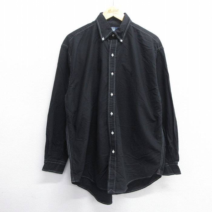 XL★古着 長袖 ブランド シャツ メンズ 90年代 90s ワンポイントロゴ YARMOUTH オックスフォード 大きいサイズ コットン ボタンダウン 黒 &yen;&nbsp;6,900（税込） XL★古着 ラルフローレン 長袖 ブラン...