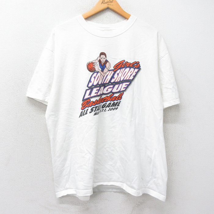 XL★古着 半袖 ビンテージ Tシャツ メンズ 00年代 00s CAT バスケットボール コットン クルーネック 白 &yen;&nbsp;2,400（税込） XL★古着 半袖 ビンテージ Tシャツ メンズ 00年代 00s バスケットボ...