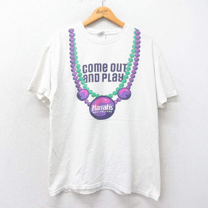 L★古着 半袖 ビンテージ Tシャツ メンズ 00年代 00s USAロゴ コットン クルーネック 白 &yen;&nbsp;2,400（税込） L★古着 半袖 ビンテージ Tシャツ メンズ 00年代 00s アメフト コットン クルーネッ...