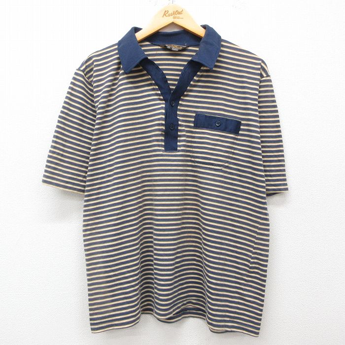 XL★古着 アロー 半袖 ポロ シャツ メンズ 80年代 80s 開襟 オープンカラー エンジ ボーダー &yen;&nbsp;2,400（税込） XL★古着 シアーズ 半袖 ポロ シャツ メンズ 80年代 80s パイル地 ラグラン 開襟...