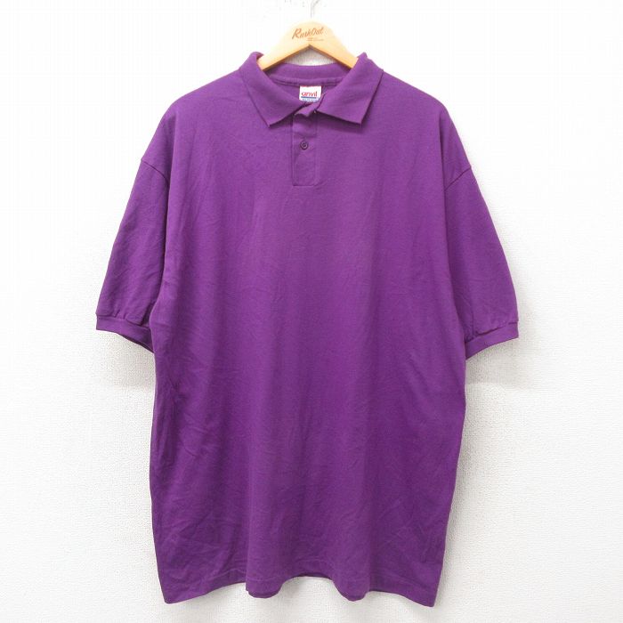 XL★古着 半袖 ポロ シャツ メンズ 90年代 90s レーシング 大きいサイズ コットン USA製 紫 霜降り &yen;&nbsp;1,900（税込） XL★古着 半袖 ポロ シャツ メンズ 90年代 90s ハードロックカフェ マウ...