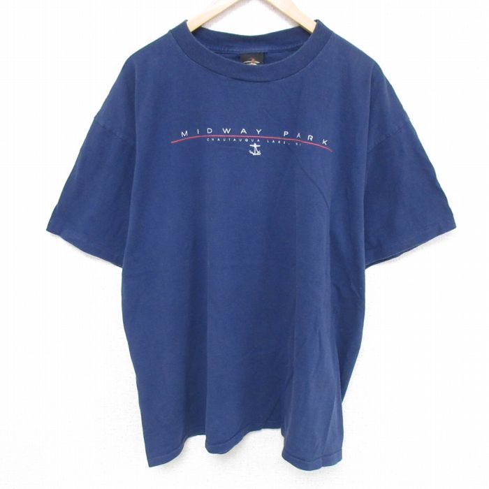 XL★古着 半袖 ビンテージ Tシャツ メンズ 90年代 90s 無地 大きいサイズ コットン クルーネック USA製 紺 &yen;&nbsp;3,900（税込） XL★古着 半袖 ビンテージ Tシャツ メンズ 90年代 90s ビクトリ...