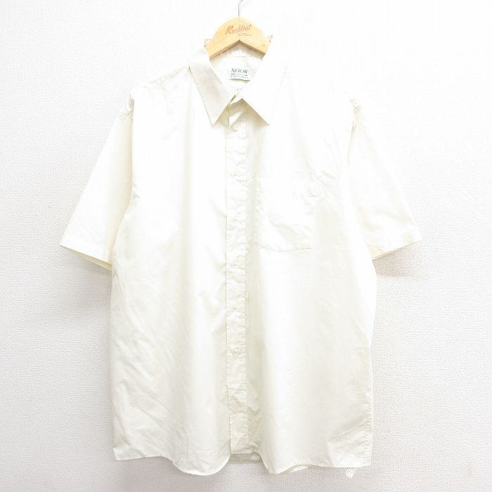 XL★古着 半袖 シャツ メンズ 90年代 90s 大きいサイズ USA製 薄ベージュ &yen;&nbsp;2,400（税込） XL★古着 半袖 シャツ メンズ 大きいサイズ ロング丈 ボタンダウン 薄ベージュ &yen;&nbsp;1,...