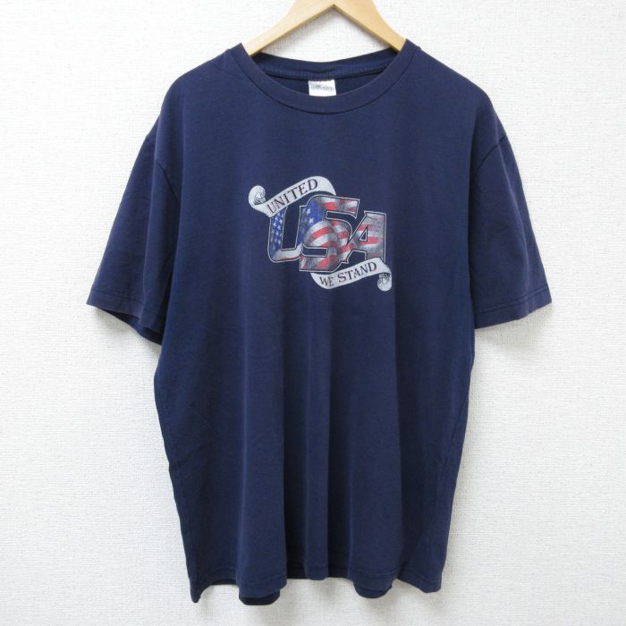 XL★古着 半袖 ビンテージ Tシャツ メンズ 00年代 00s USA ロゴ コットン クルーネック 紺 &yen;&nbsp;2,400（税込） XL★古着 半袖 ビンテージ Tシャツ メンズ 00年代 00s グランパ 大きいサイズ ...