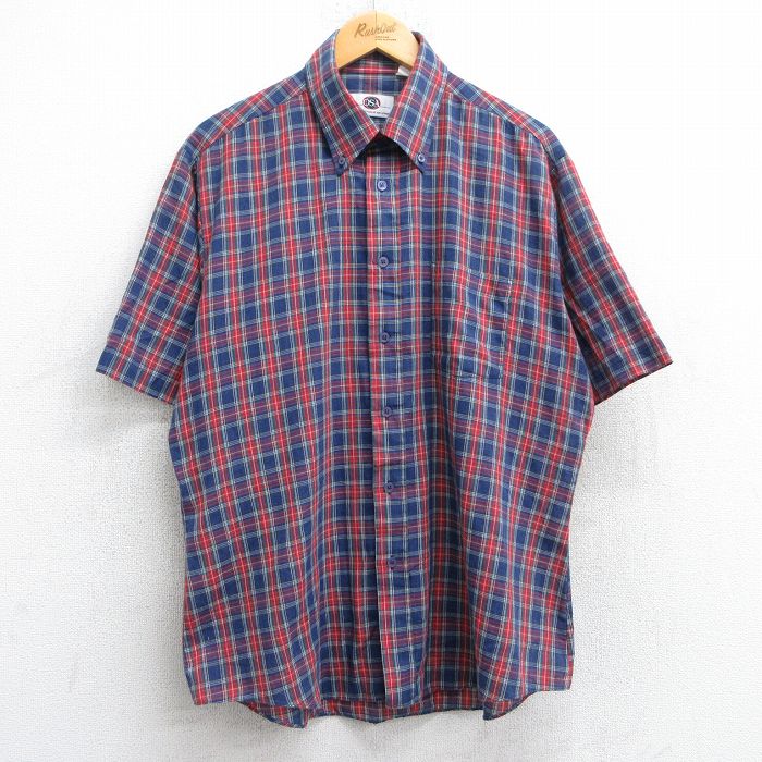 XL★古着 半袖 シャツ メンズ 90年代 90s ボタンダウン 紺他 チェック &yen;&nbsp;2,900（税込） XL★古着 半袖 シャツ メンズ 90年代 90s 大きいサイズ ボタンダウン 紺他 チェック &yen;&nbsp...