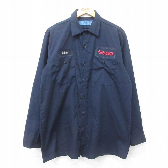 XL★古着 長袖 ワーク シャツ メンズ CiNTAS jiffylube 大きいサイズ ロング丈 紺 &yen;&nbsp;2,400（税込） XL★古着 長袖 ワーク シャツ メンズ 大きいサイズ 紺 &yen;&nbsp;2,400（...